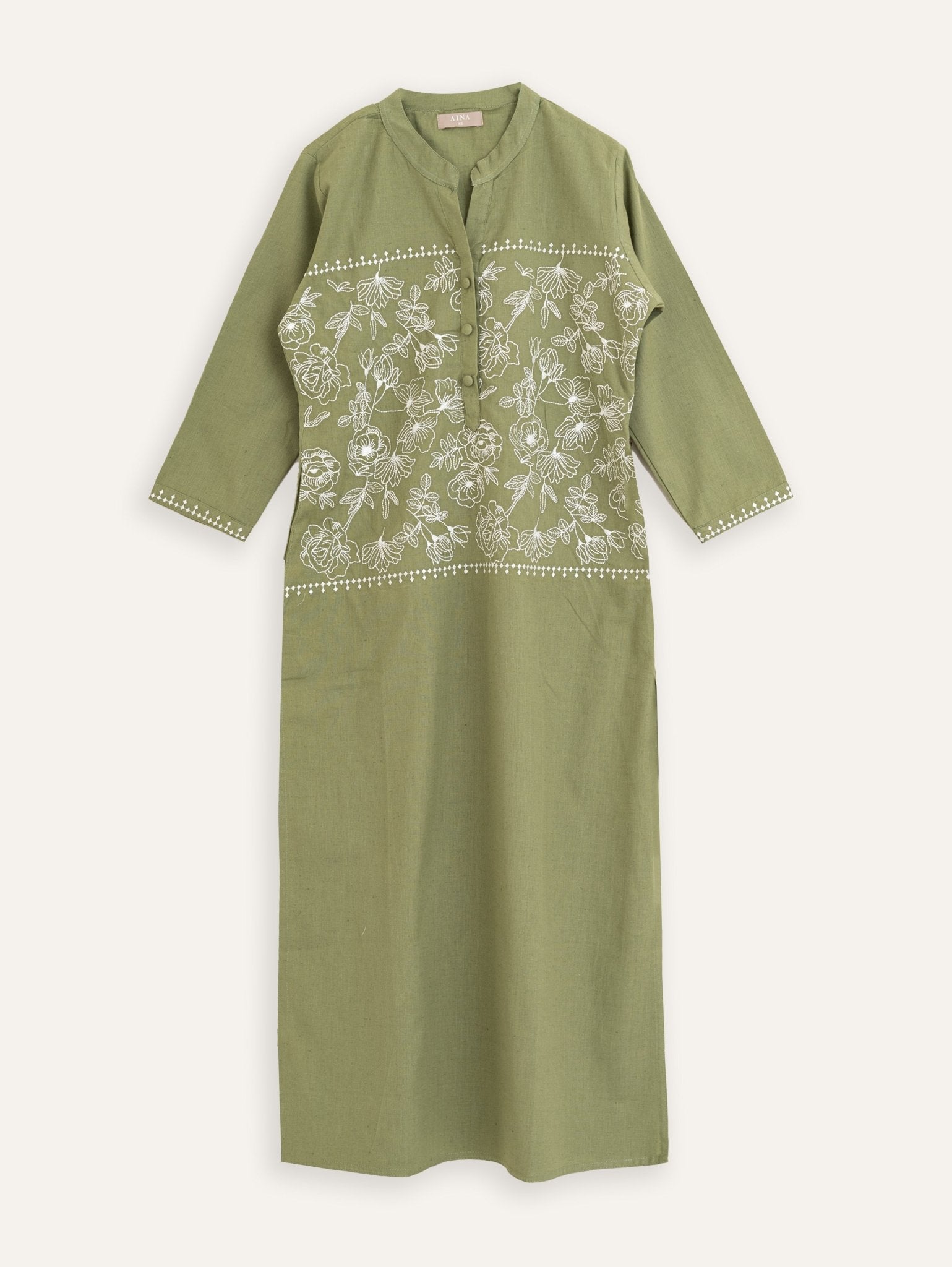 Neaha Cotton Flax Embroidered Straight Kurta