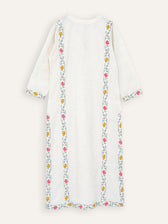 Nouf Cotton Flax Embroidered Straight Kurta