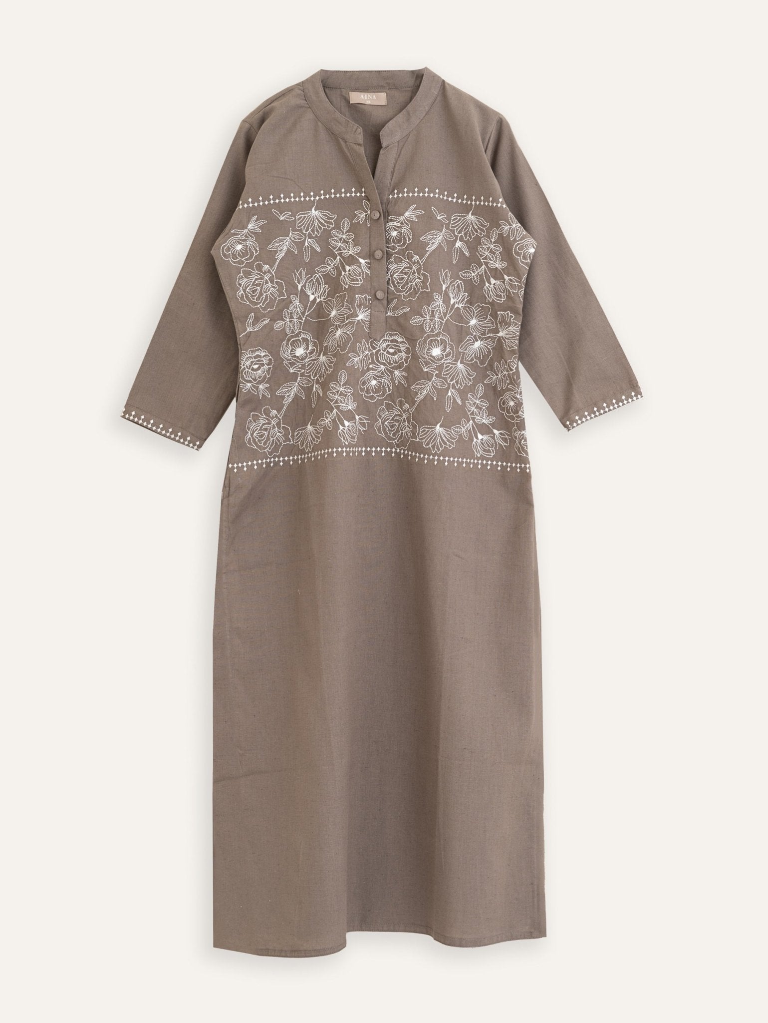 Priyanka Cotton Flax Embroidered Straight Kurta