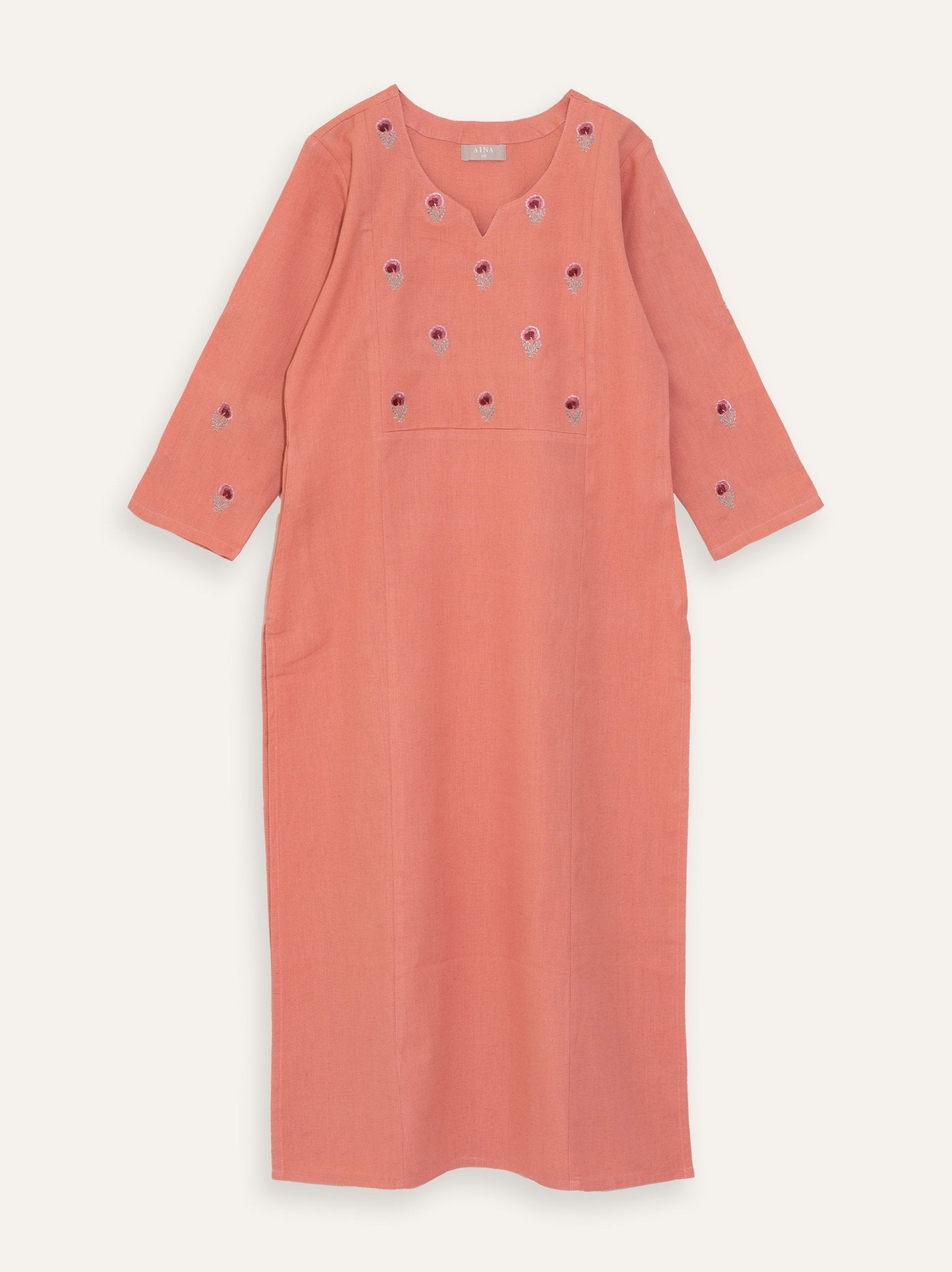 Tanviya Cotton Flax Embroidered Straight Kurta